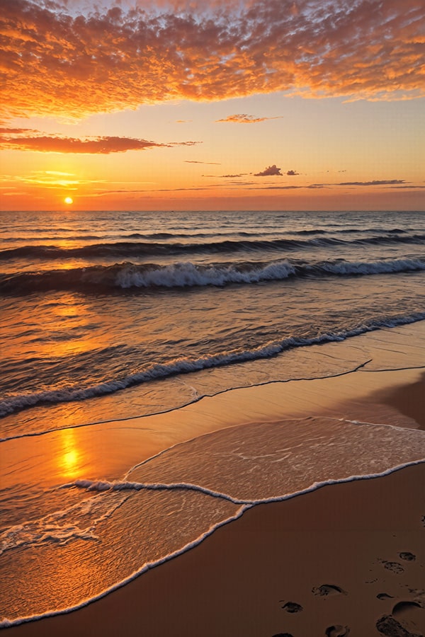 Beach Poster: Sunset Beach Serenity - Vikingviews